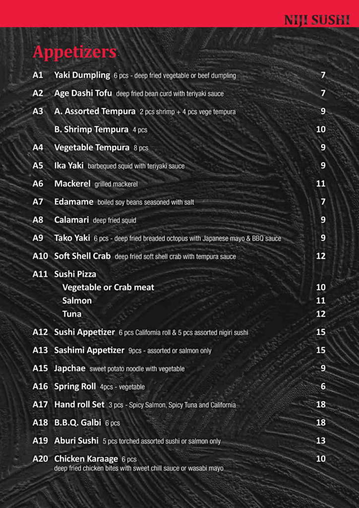Menu - Niji Sushi